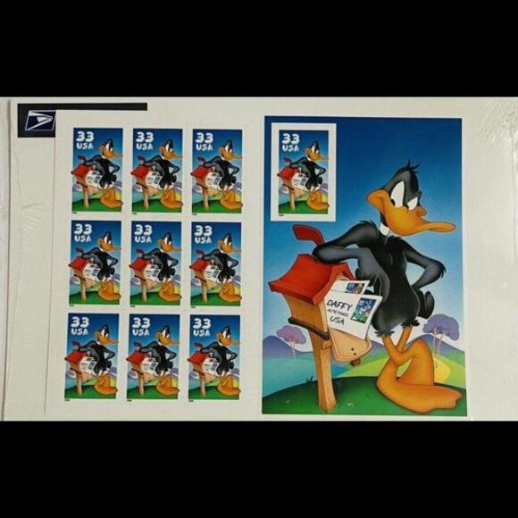 Other | Vintage 1999 Usps Daffy Duck Stamp Sheet 133 Mint Nh Stamps ...